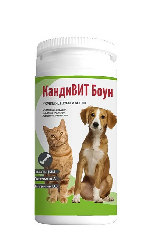 Витамины для собак и кошек КандиВИТ Боун, для укрепления зубов и костей,50 таб