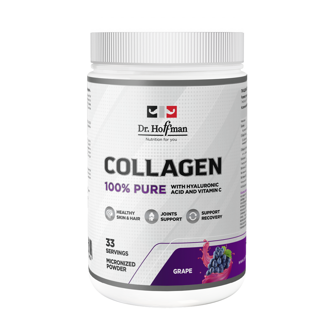 Dr.Hoffman COLLAGEN 205g (Виноград), Коллаген + гиалуроновая кислота + витамина C, для суставов, для упругости кожи