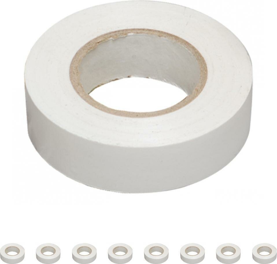 Изолента ПВХ IEK 15 мм 20 метров белая (комплект из 8 шт)