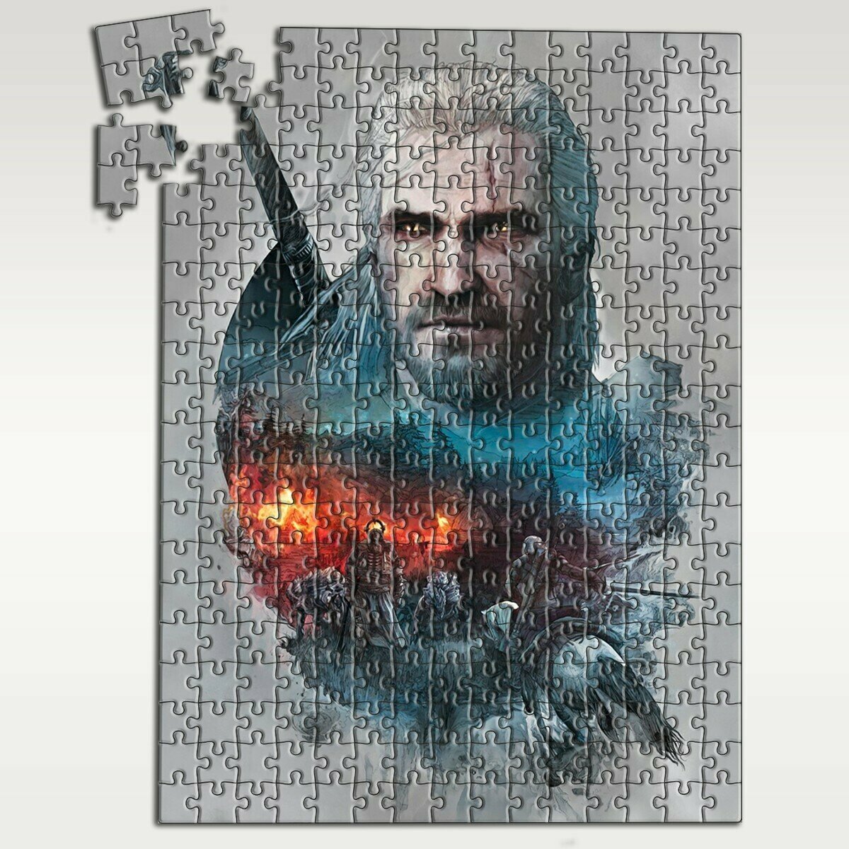 Пазл картонный А3: модель игра Ведьмак Геральт - 6734 П