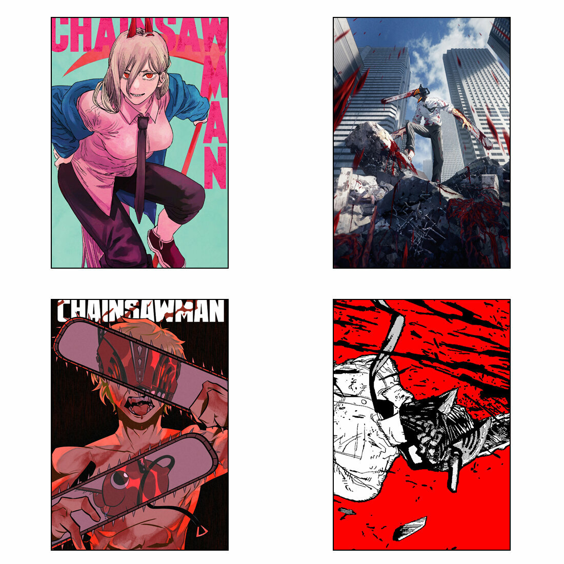 Плакат 4 шт набор А4 по аниме Человек Бензопила / Chainsaw Man постер №6