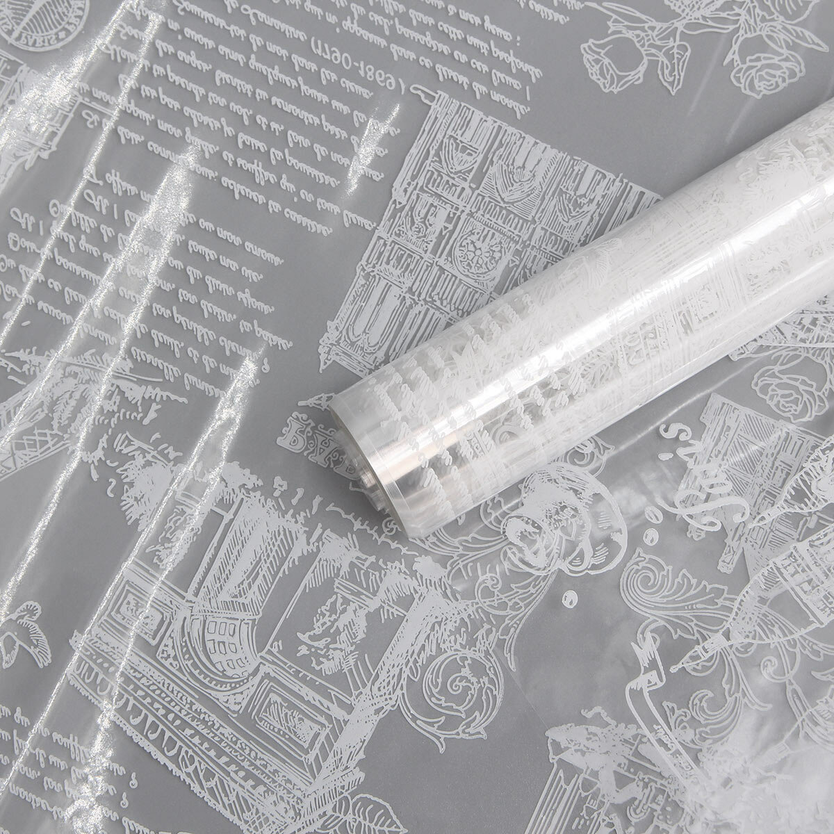 Пленка упаковочная для цветов и подарков 'Париж' (белый), 70см*9,14м, Айрис