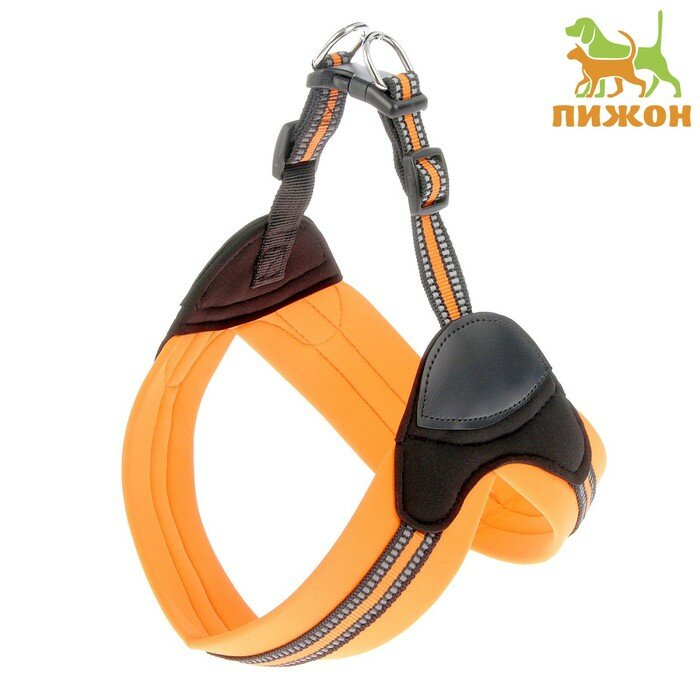 Шлейка, обхват 62-69 см, супермягкая со светоотражающей прошивкой, оранжевая