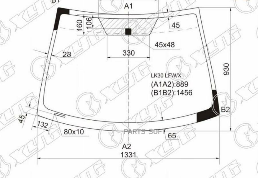 Стекло лобовое (4D SED) Toyota Vitz 05-10 / Belta 05-12 XYG арт. LK30 LFW/X