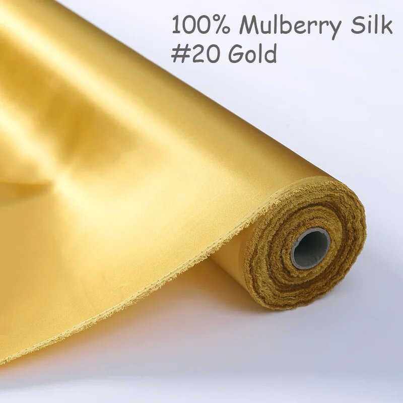 Шелковая ткань Charmeuse 22 Momme черный/белый/виноград/персик 50x68cm, 20 Gold