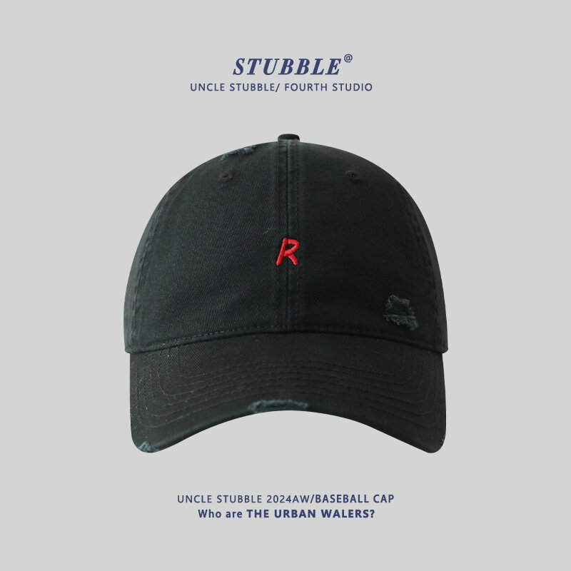 Новая бейсболка с вышитой буквой R для женщин с широкими полями и небольшая мягкая кепка для мужчин с простой и универсальной шляпой от солнца