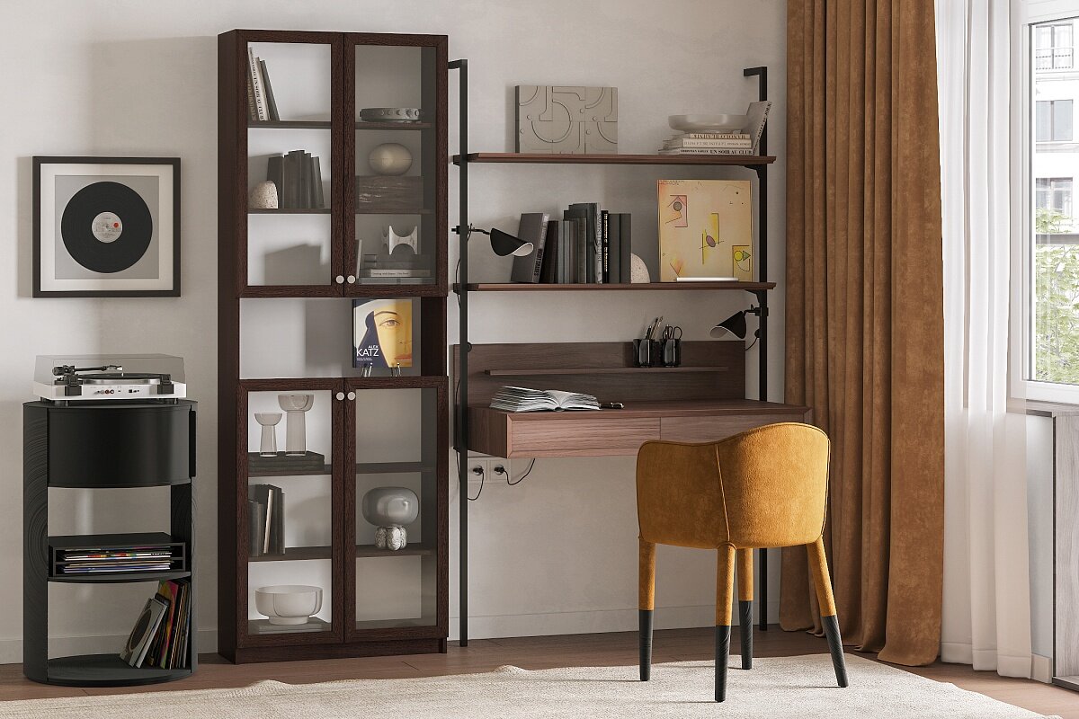 Шкаф книжный стеллаж Билли Billy по мотивам Икея Ikea - 105 Венге Цаво 80x30x237 для книг четырехдверный