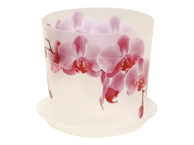 Горшок с поддоном для орхидей Деко Орхидея 2,4л d16см h15,5см мультиколор пластик