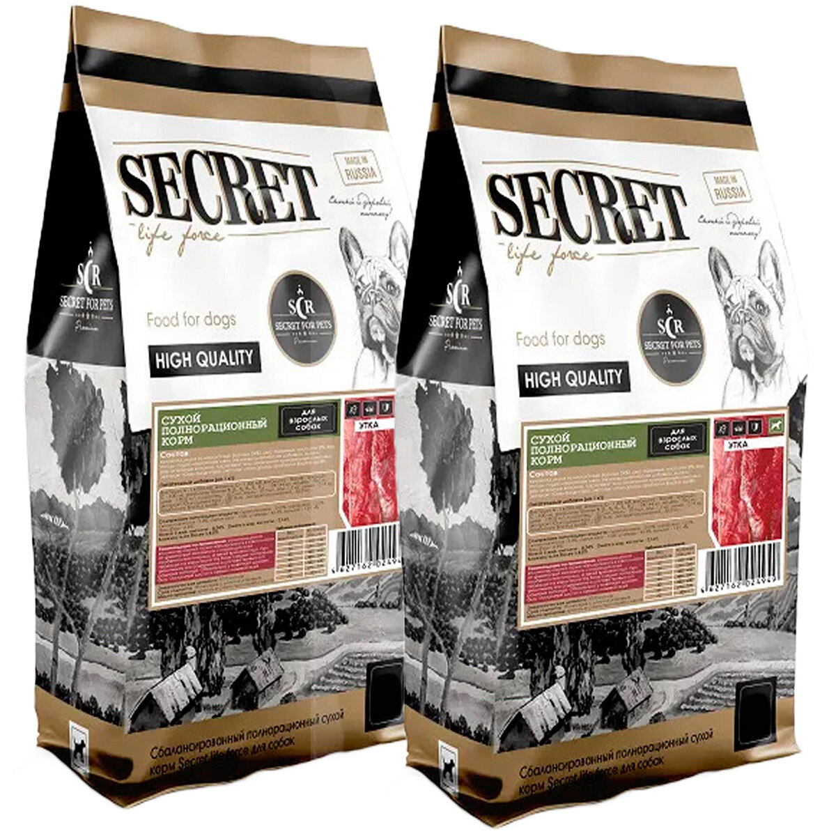 Сухой корм Сухой корм SECRET LIFE FORCE для взрослых собак всех пород с уткой (2 + 2 кг)