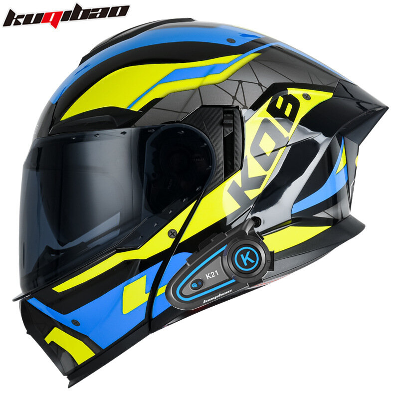 Шлем Chibao K21, с Bluetooth, с линзами, черный, желтый, синий