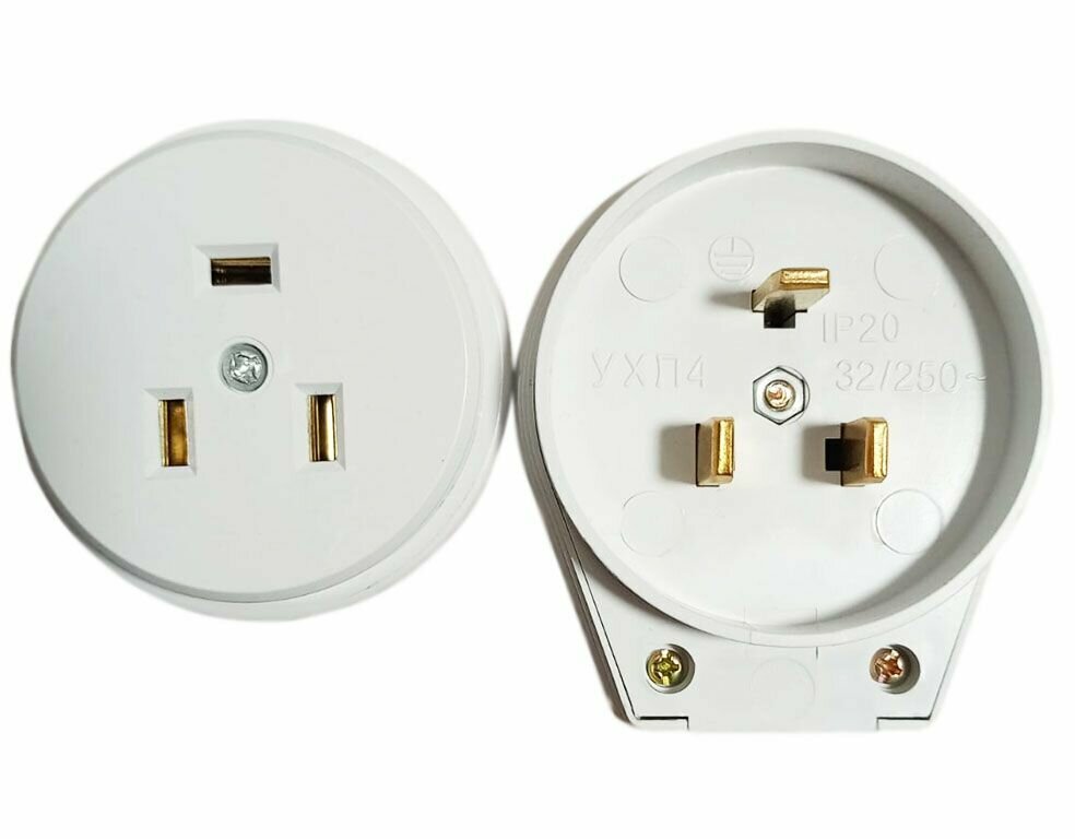 Вилка силовая Стандарт, для электроплит, 32 Ампера, IP20, ударопрочная, белая