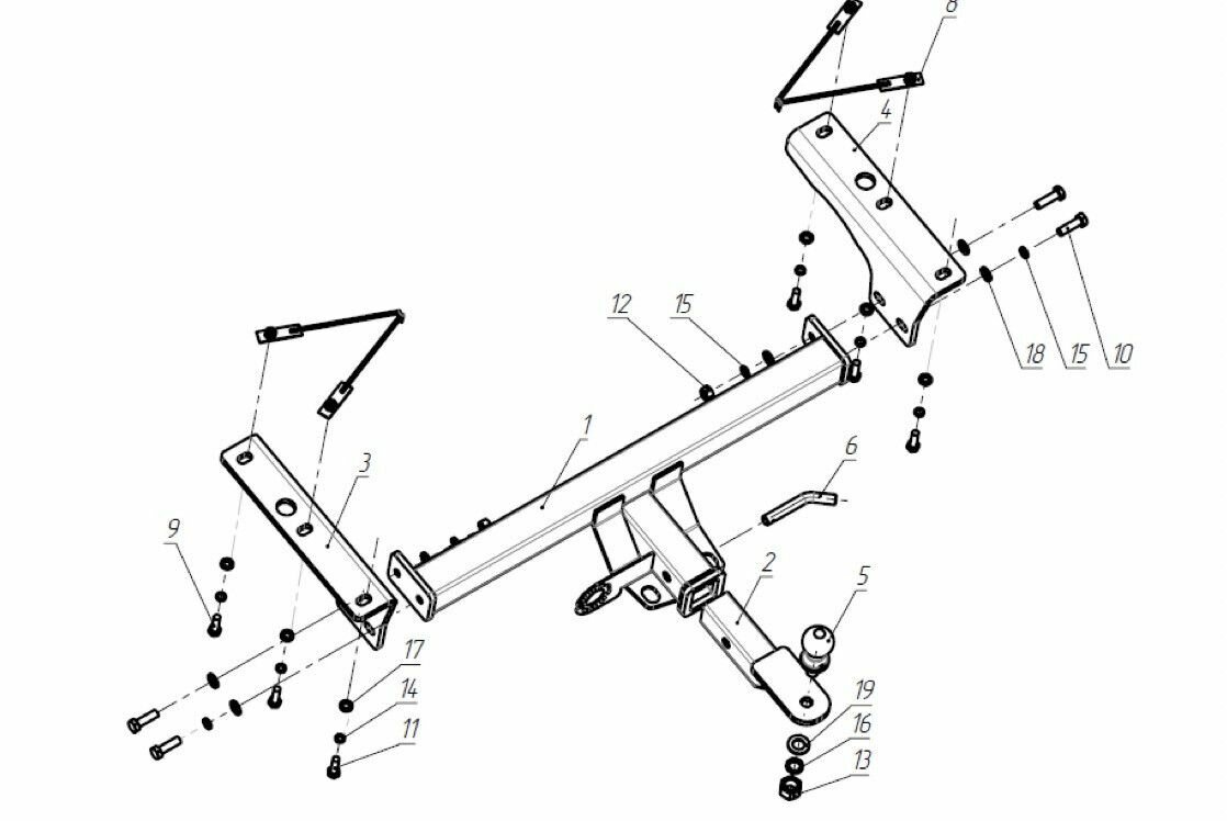 Фаркоп Бизон на Acura Rdx FA 0856-E (c 2013 г. в.) (паспорт и сертификат в комплекте)(без электрики)