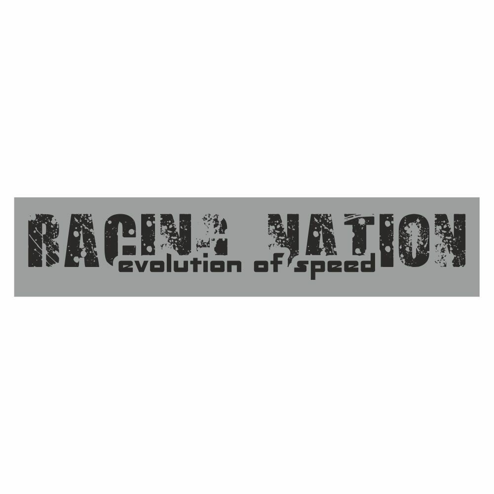 Полоса на лобовое стекло 1300х170мм "RACING NATION" серебро, Арт рэйсинг