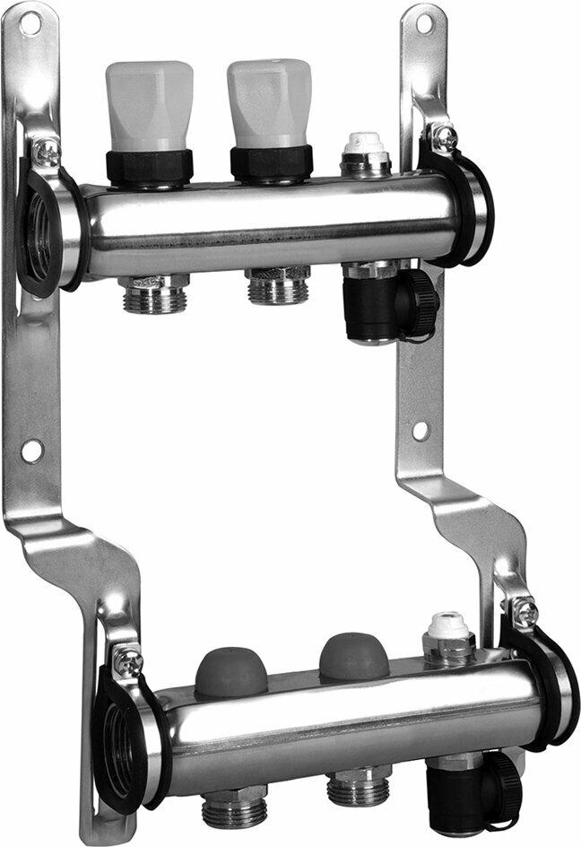 Коллектор из нержавеющей стали с термовставками, 2 выхода