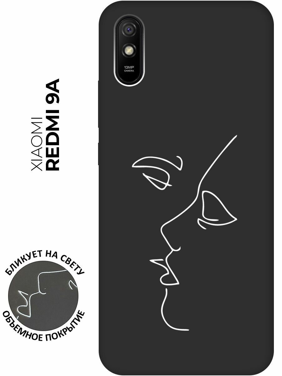 Матовый чехол Faces W для Xiaomi Redmi 9A / Сяоми Редми 9А с 3D эффектом черный