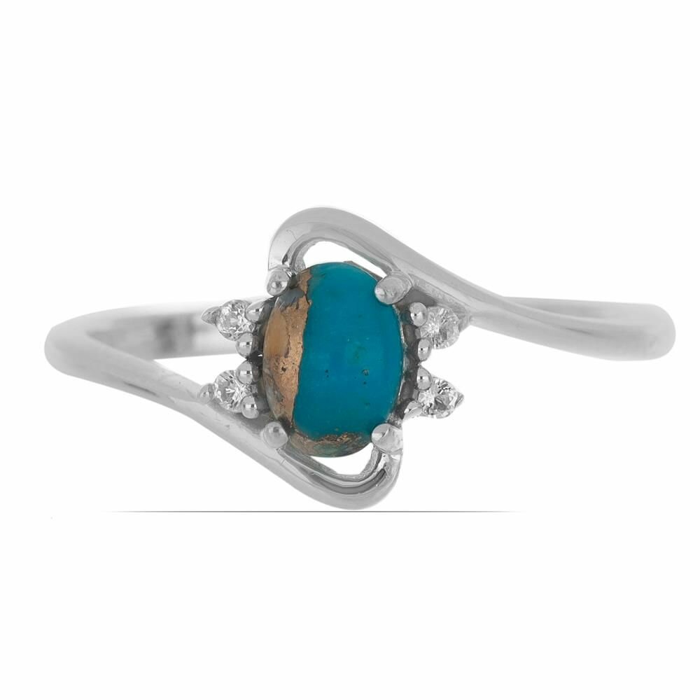 Кольцо тонкое, серебро, 925 проба, родирование, бирюза, топаз