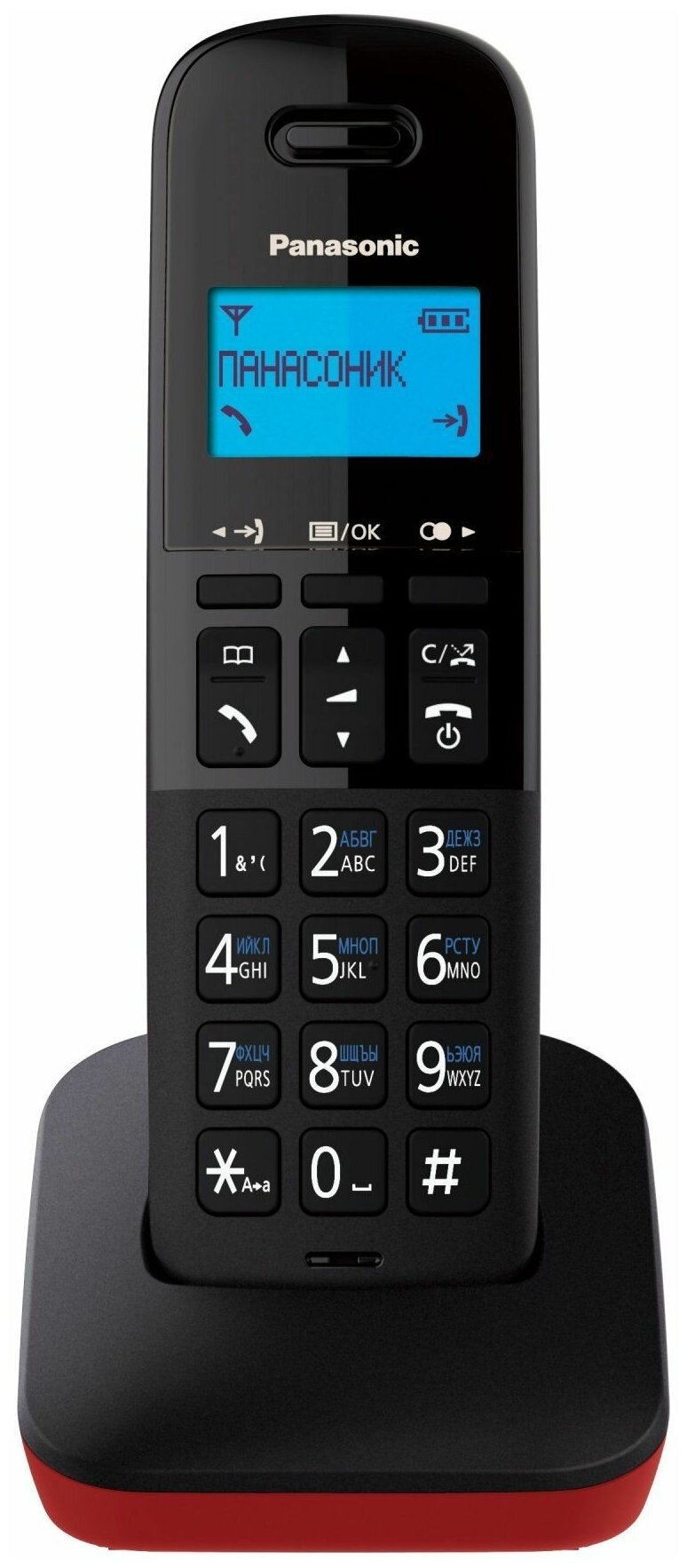 Беспроводной телефон DECT Panasonic KX-TGB610RUR, Монохромный, АОН, черный/красный