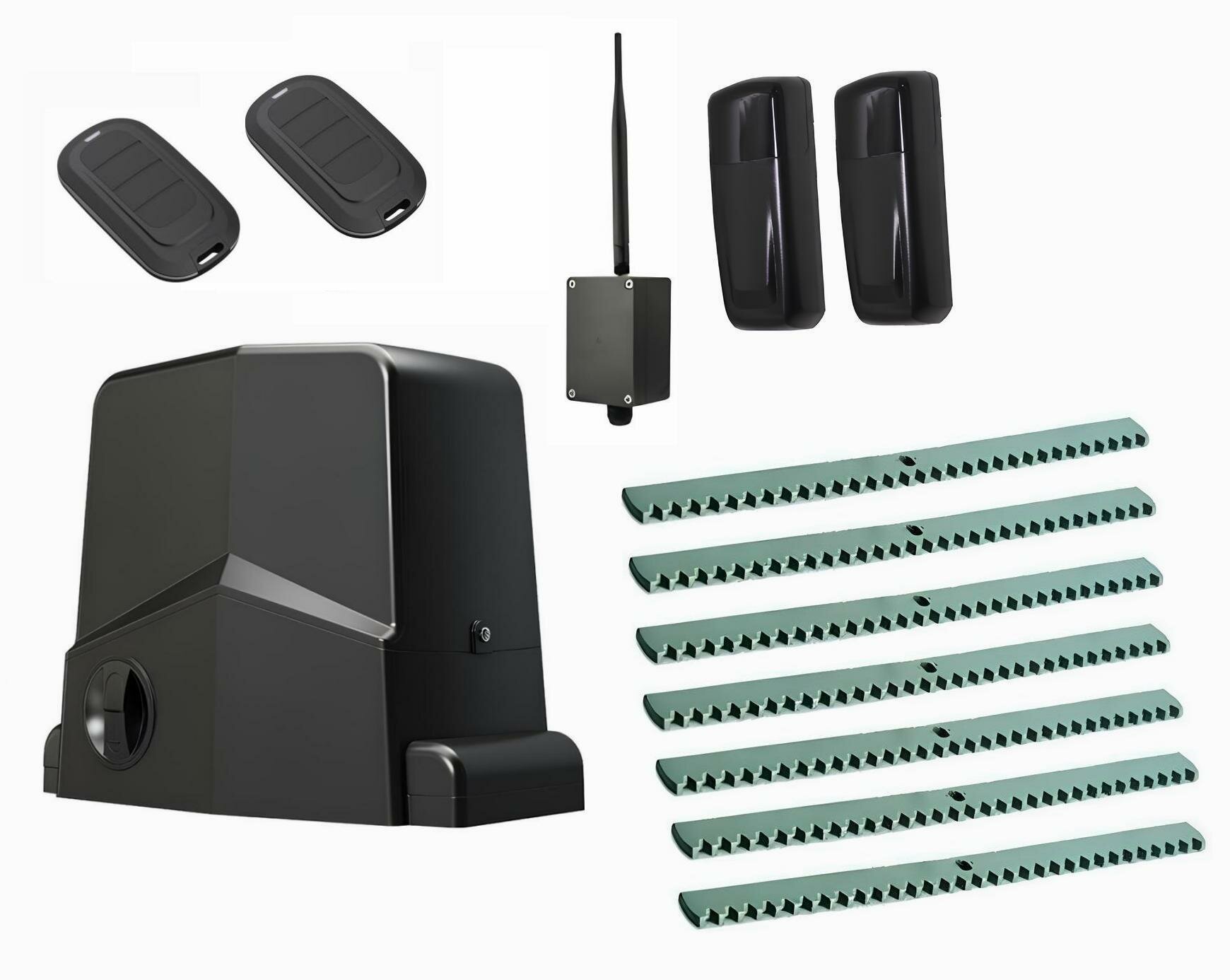 Автоматика для откатных ворот ARW-600MKIT F7-BT, комплект: привод, фотоэлементы, 2 пульта, 7 реек, Bluetooth-модуль