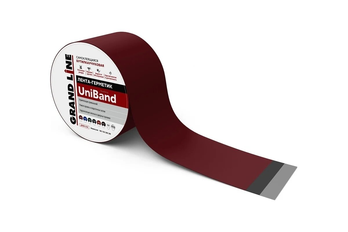 Grand Line Герметизирующая лента uniband самоклеящаяся ral 3005 красная 10мx15см 519144