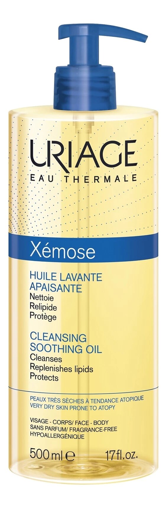 Очищающее успокаивающее масло для тела Uriage Xemose Huile Lavante Apaisante Масло 500 мл