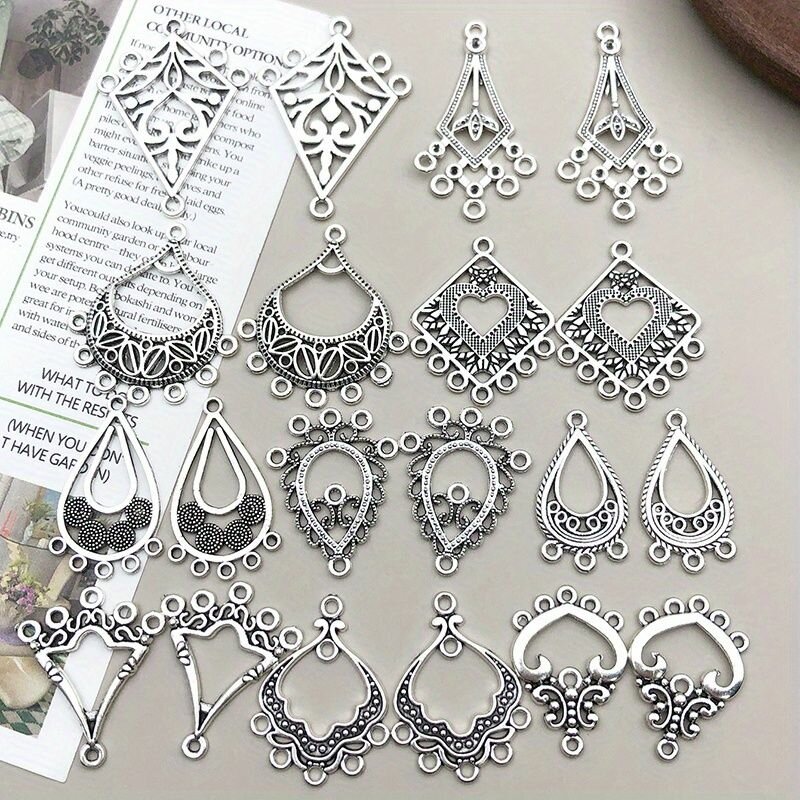 Набор античных серебряных цветочных коннекторов для бижутерии DIY, 20 шт, универсальные шармы для колье, браслетов, скрапбукинга и декора своими руками