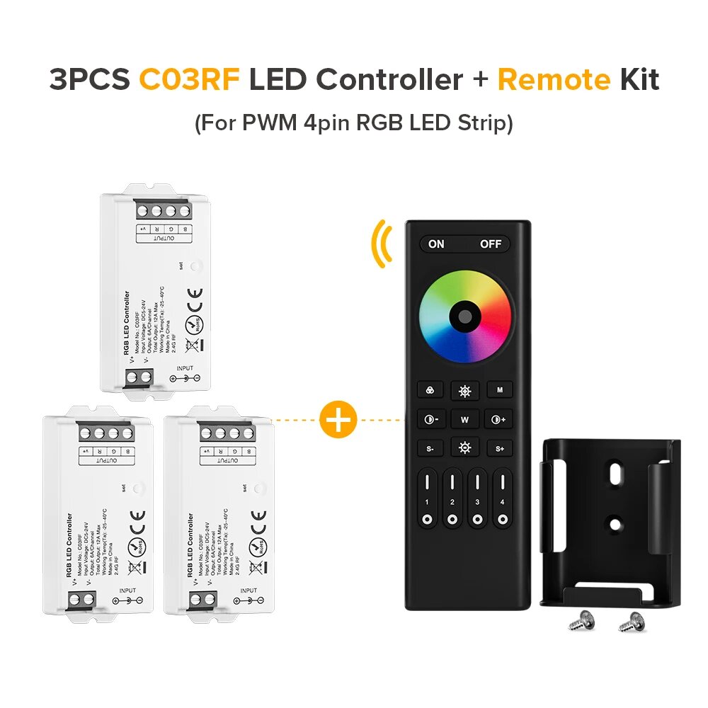 BTF-LIGHTING RGB контроллеры для светодиодной ленты Black Remote, 3xC03RF 4pin RGB