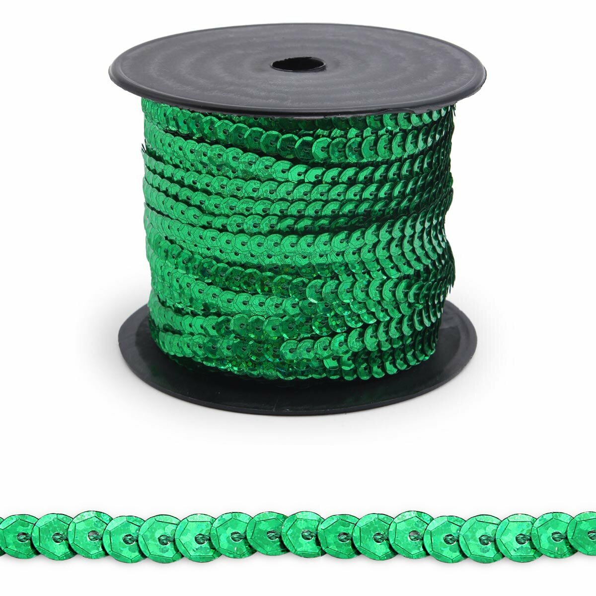 Тесьма декоративная отделочная с пайетками Айрис, 6мм*73м (50104 зеленый)