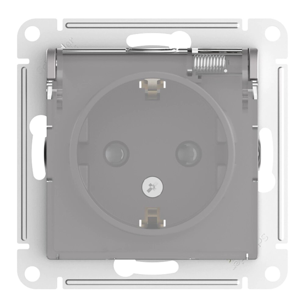 Розетка Schneider Electric Атлас Дизайн AQUA IP44 с заземлением с крышкой без рамки алюминий