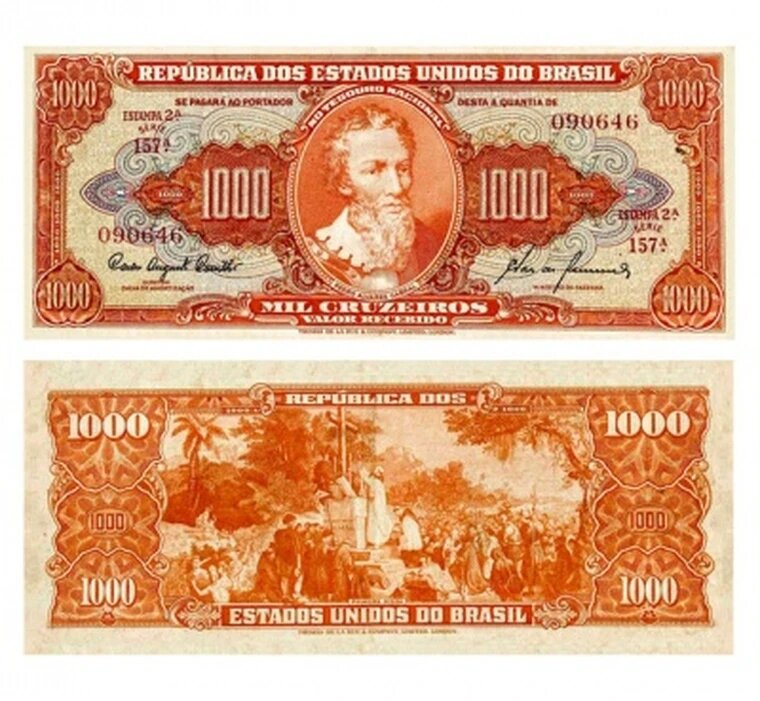 Бразилия 1000 крузейро 1963 года, сувенирная копия, банкноты и купюры редкие коллекционные