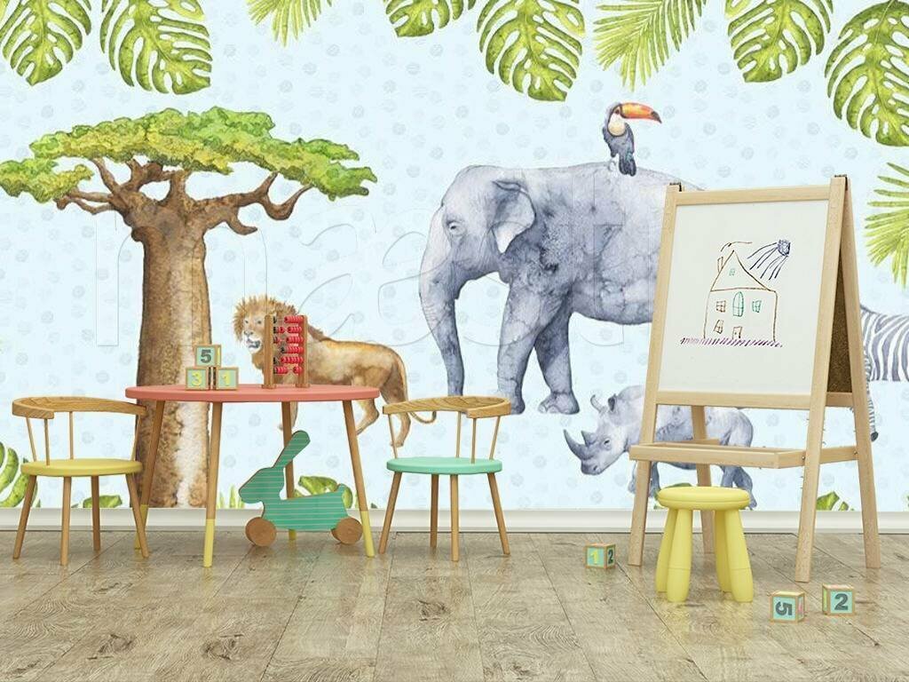 Фотообои Слон в джунглях 15-191-L 300 х 530 см (ВхШ) Бесшовные, флизелиновые, влагостойкие обои MasterFresok