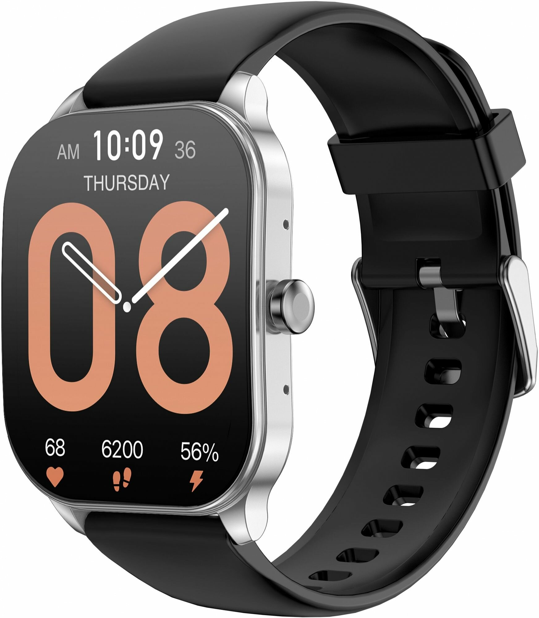 Смарт-часы Amazfit Pop 3S A2318 1.96" AMOLED корп. серебристый рем. черный (1746287)