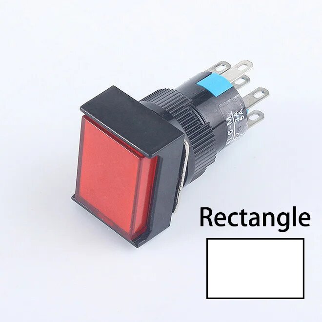 Кнопка Momentary reset Red-Rectangle 6.3V