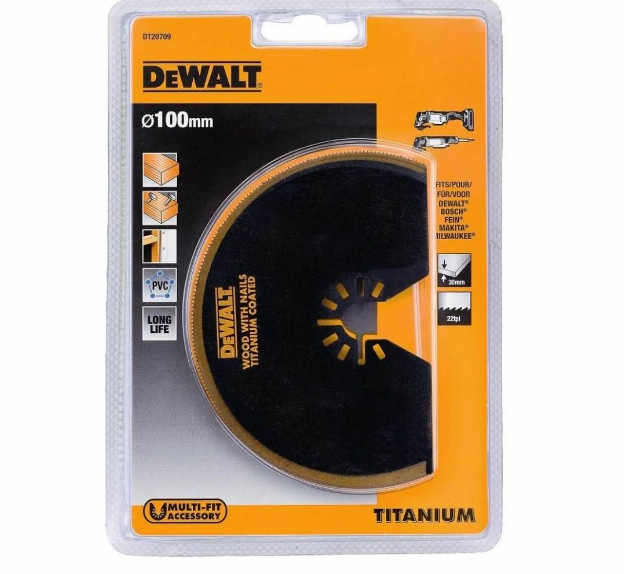 Сегментированный пильный диск DEWALT DT20709, Ti, 100 мм для мультитул