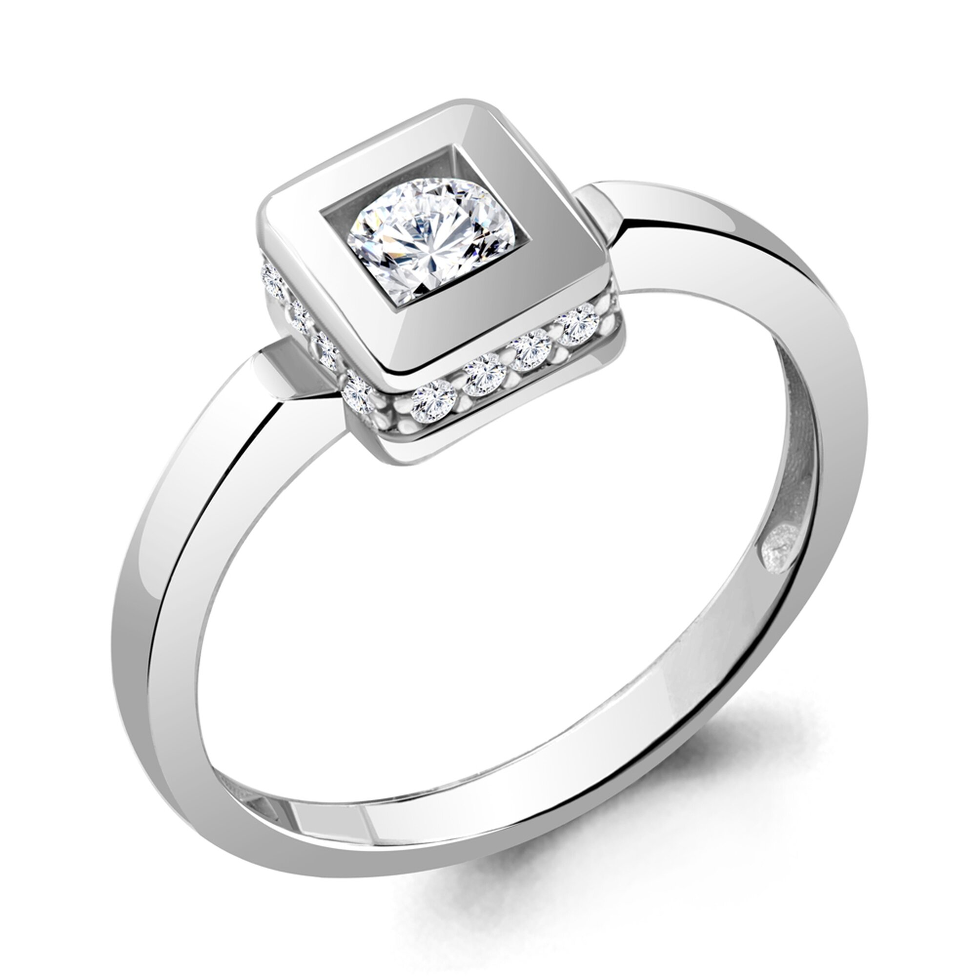 Кольцо, серебро, 925 проба, родирование, фианит