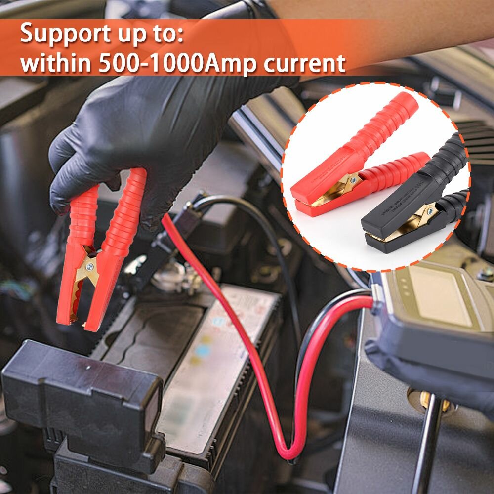 Зажим крокодил (комплект 2 шт.) Ток нагрузки до 500-1000A / крокодилы на провода / для проводов прикуривания