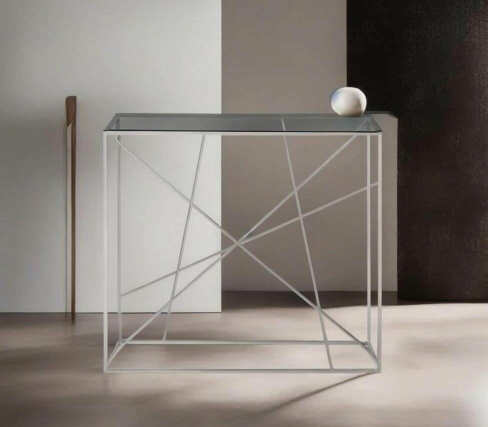 Консольный столик, туалетный столик патерсон 800х875х250мм (хром/стекло серое графит)