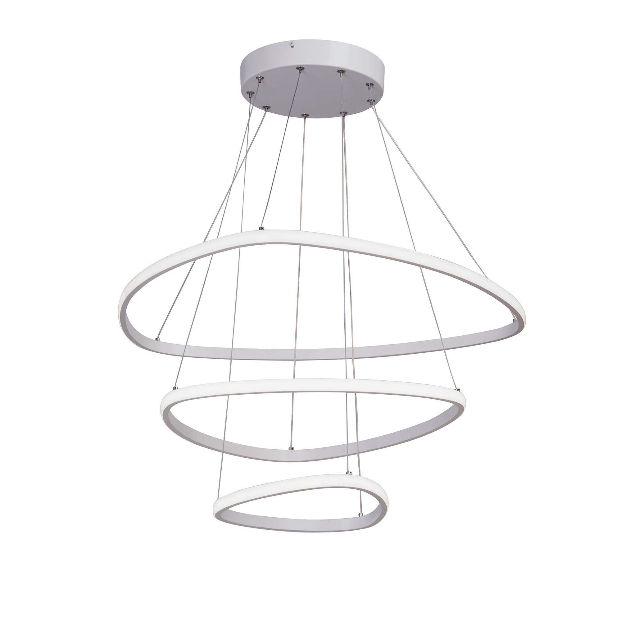 Люстра подвесная LED Vitaluce V04624-03/3S , светодиодная лента 25м2, 103Вт, температура света 3000К, свет теплый , цвет белый матовый. %Распродажа!%