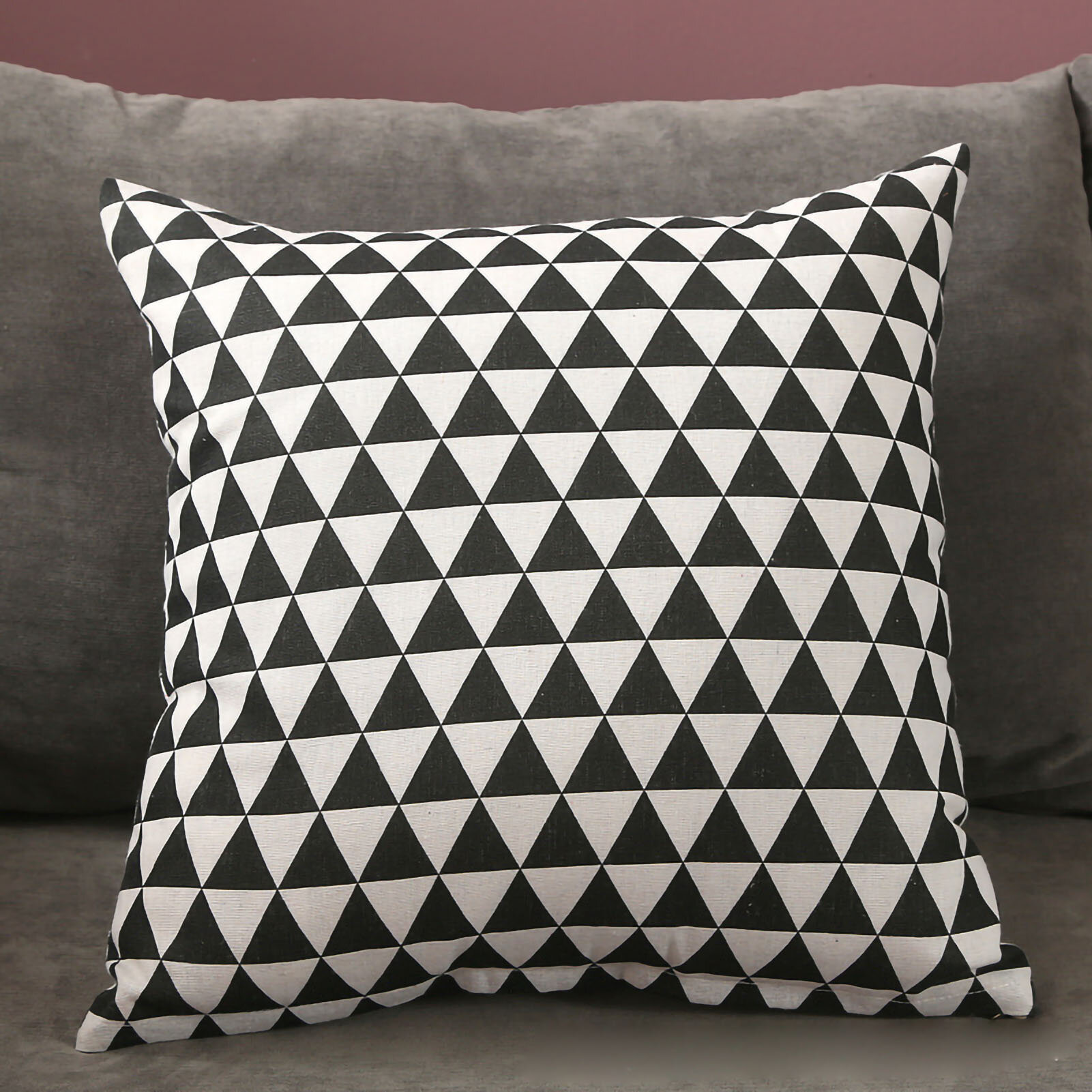 Черный треугольный домашний чехол для подушки 40x40 см, льняной чехол для дивана, чехол для подушки в скандинавском стиле, повседневное использование, аксессуары для домашнего текстиля