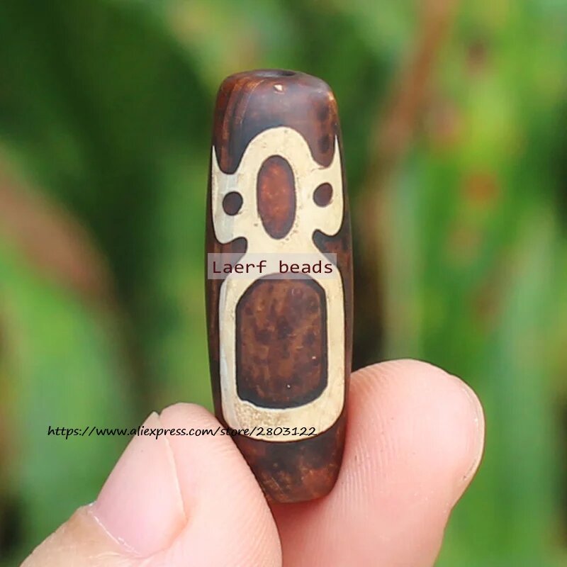 Старинный тибетский агат Дзи бусины лаerf beads 30mmFortune God