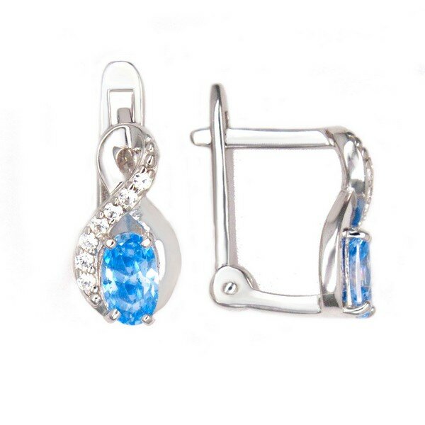 Серьги, серебро, 925 проба, родирование, фианит