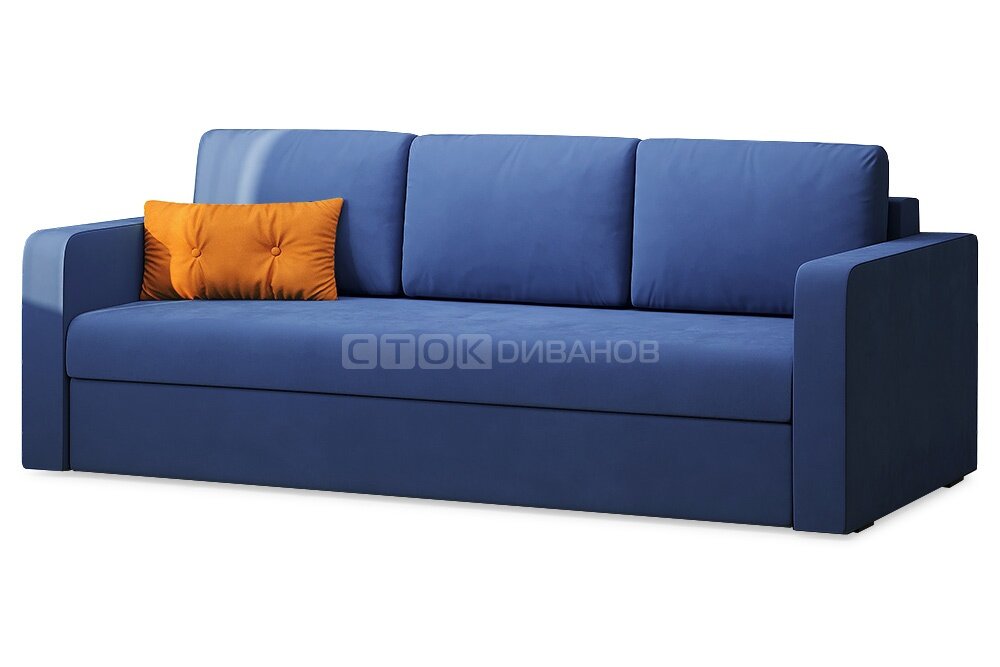 Диван Сток Диванов соло-евро Ultra темно-синий 235 см, механизм еврокнижка