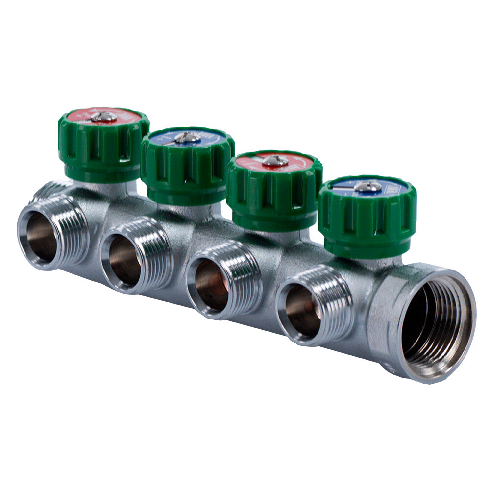 Распредилительная гребенка 4 отвода ф1" х 3/4" EU Millennium