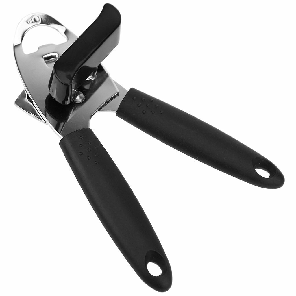 Консервовскрыватель КНР "Универсальный", нержавеющая сталь, 20,5х5,5х5 см, пластмассовые ручки, на картоне