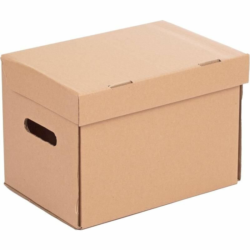 Короб архивный Т23 Делопроизводство гофрокартон 325х235х235 мм с крышкой бежевый