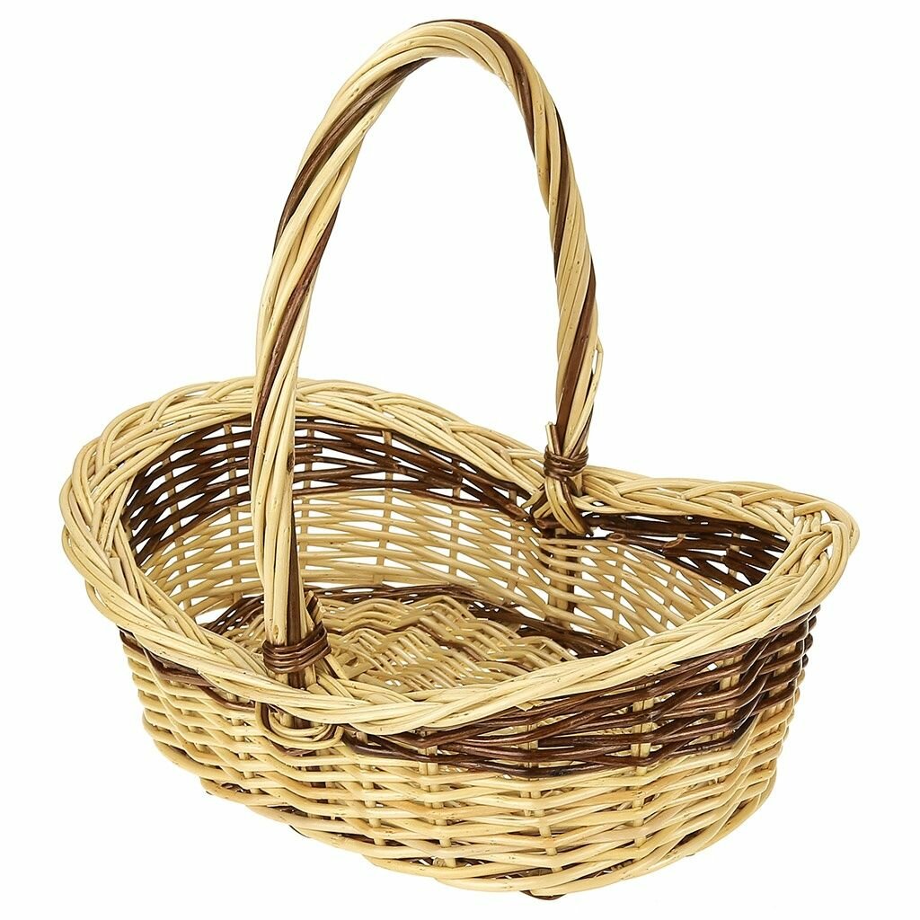 Корзина Вятская корзина плетеная "Сказка-1" 33х25 см, высота борта 8-12 см, высота с ручкой 29 см, овальная, лоза ручное плетение (НХП0105/1)