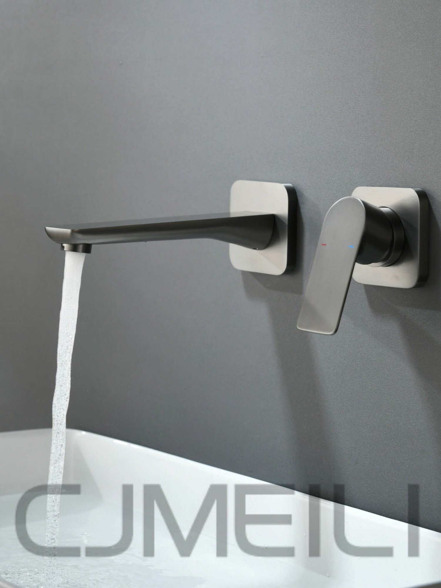 Латунный настенный смеситель для раковины, Душевые системы скрытого монтажа, серый металлик