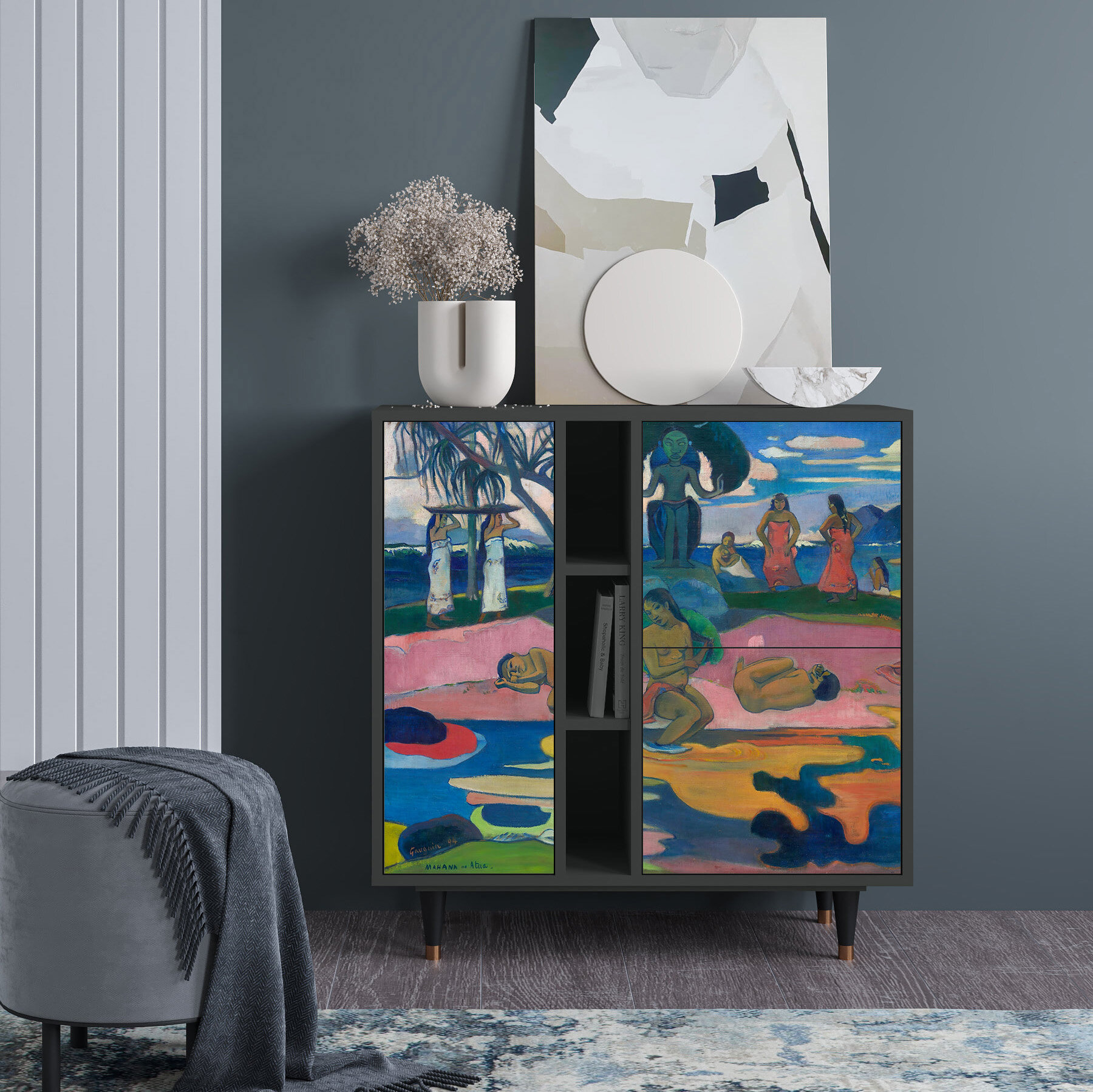 Комод - STORYZ - BS5 Day of the God by Paul Gauguin, Размер - 94 x 96 x 41 см, Цвет корпуса - , Антрацит