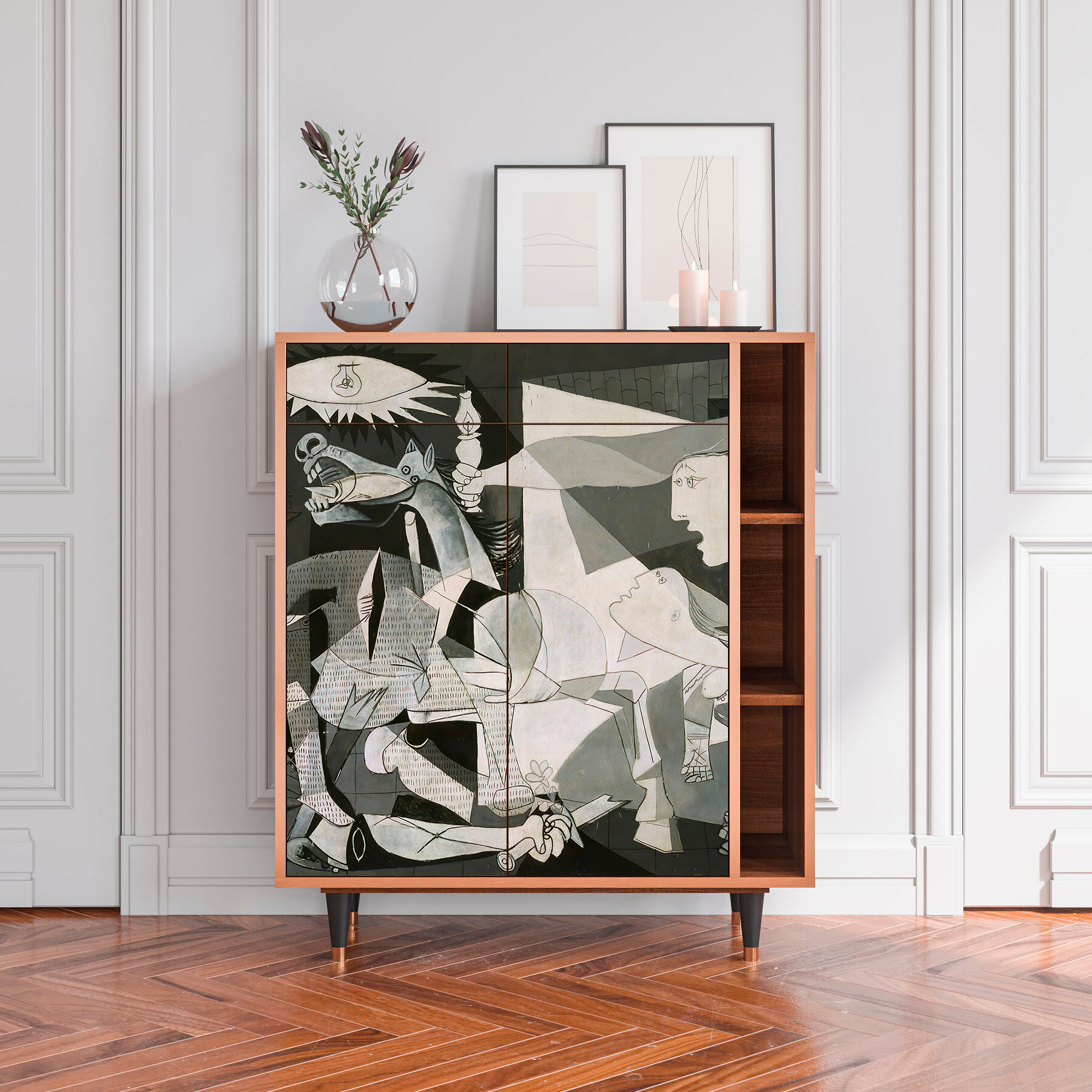 Комод - STORYZ - BS6 Guernica by Pablo Picasso, Размер - 94 x 110 x 41 см, Цвет корпуса - , Орех