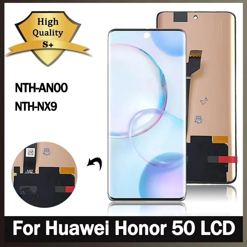 Новый ЖК-экран для Honor 50, с рамкой для HUAWEI Honor 50 NTH-NX9 NTH-AN00, сенсорная панель ЖК-дисплея With Black Frame