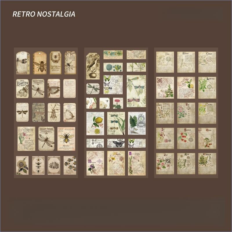 Набор наклеек, Mr.paper, 3 листа, ретро ностальгический стиль, материал ПЭТ, можно использовать для оформления альбомов для вырезок, открыток